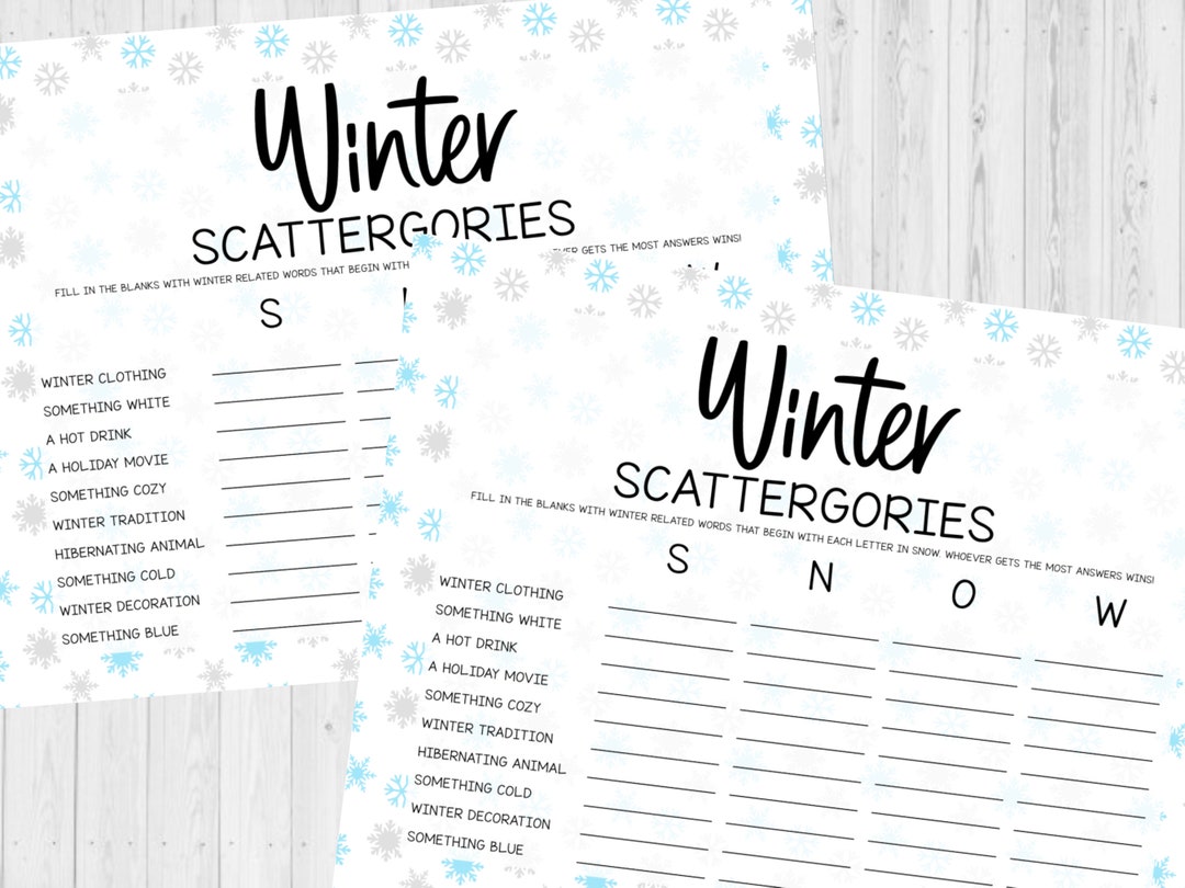 INSTANT DOWNLOAD Winter Scattergories Printable Game Winter Game ...