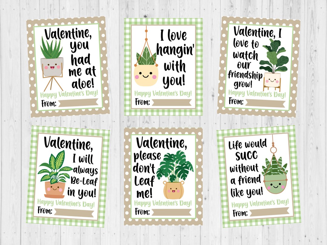 INSTANT DOWNLOAD - House Plant Valentine Card Printable - Kids ...