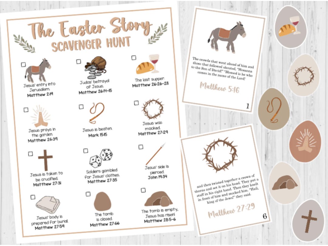 INSTANT DOWNLOAD Easter Bible Scavenger Hunt Printable - Easter Story ...