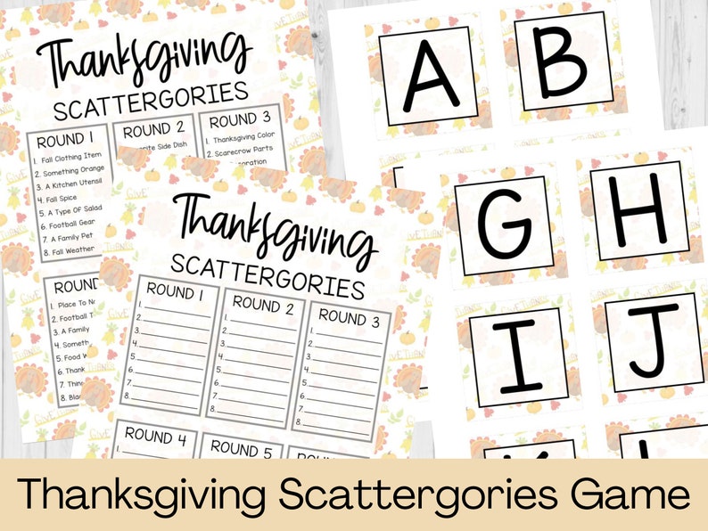 INSTANT DOWNLOAD Thanksgiving Scattergories Printable Game ...