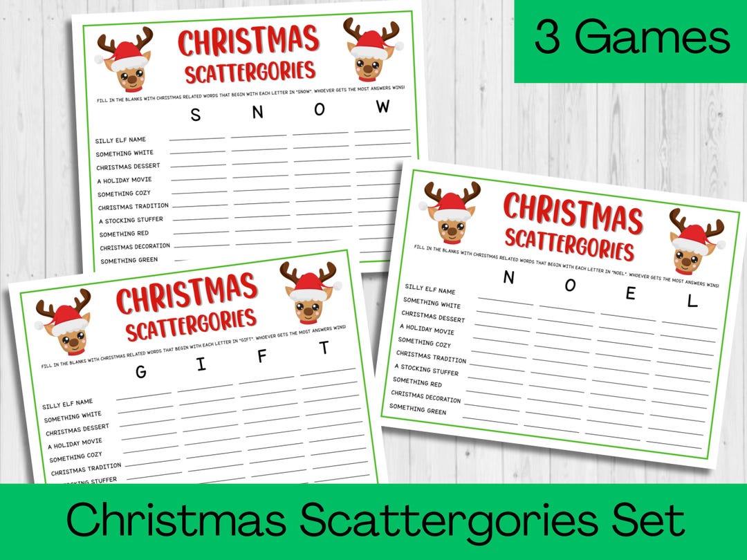 INSTANT DOWNLOAD Christmas Scattergories Printable Game Bundle ...