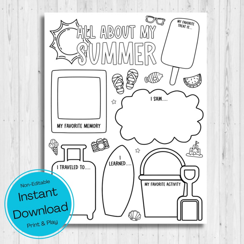 INSTANT DOWNLOAD - All About My Summer Printable - Classroom Summer ...
