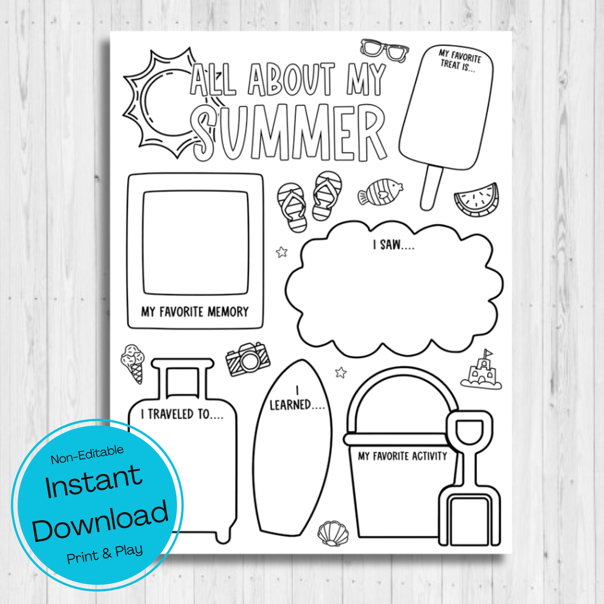 INSTANT DOWNLOAD - All About My Summer Printable - Classroom Summer ...