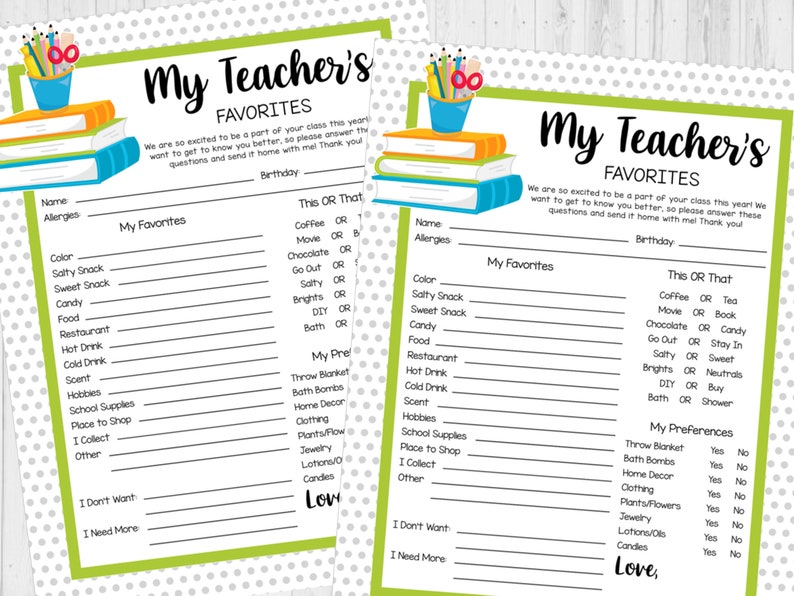 INSTANT DOWNLOAD - Teacher Appreciation Survey Printable - Teacher ...