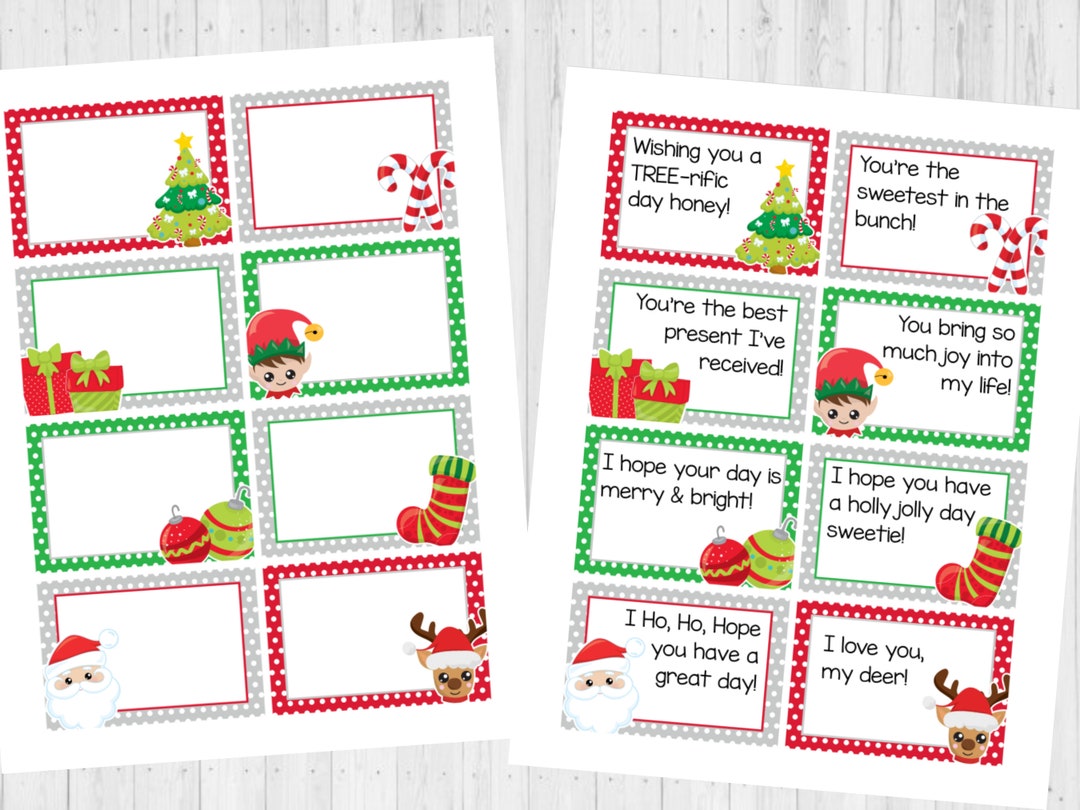 INSTANT DOWNLOAD Christmas Lunchbox Notes Printable - Christmas Note ...