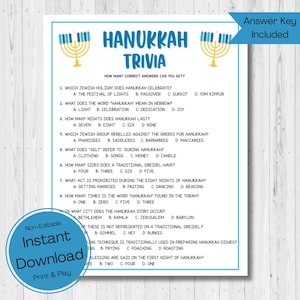 INSTANT DOWNLOAD Hanukkah Trivia Game Printable - Holiday Game ...