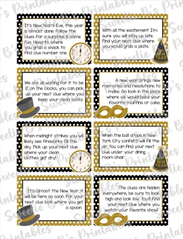 INSTANT DOWNLOAD New Year's Eve Treasure Hunt Printable - New Year's ...