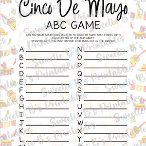 INSTANT DOWNLOAD Cinco De Mayo ABC Game Printable - Cinco De Mayo Game ...