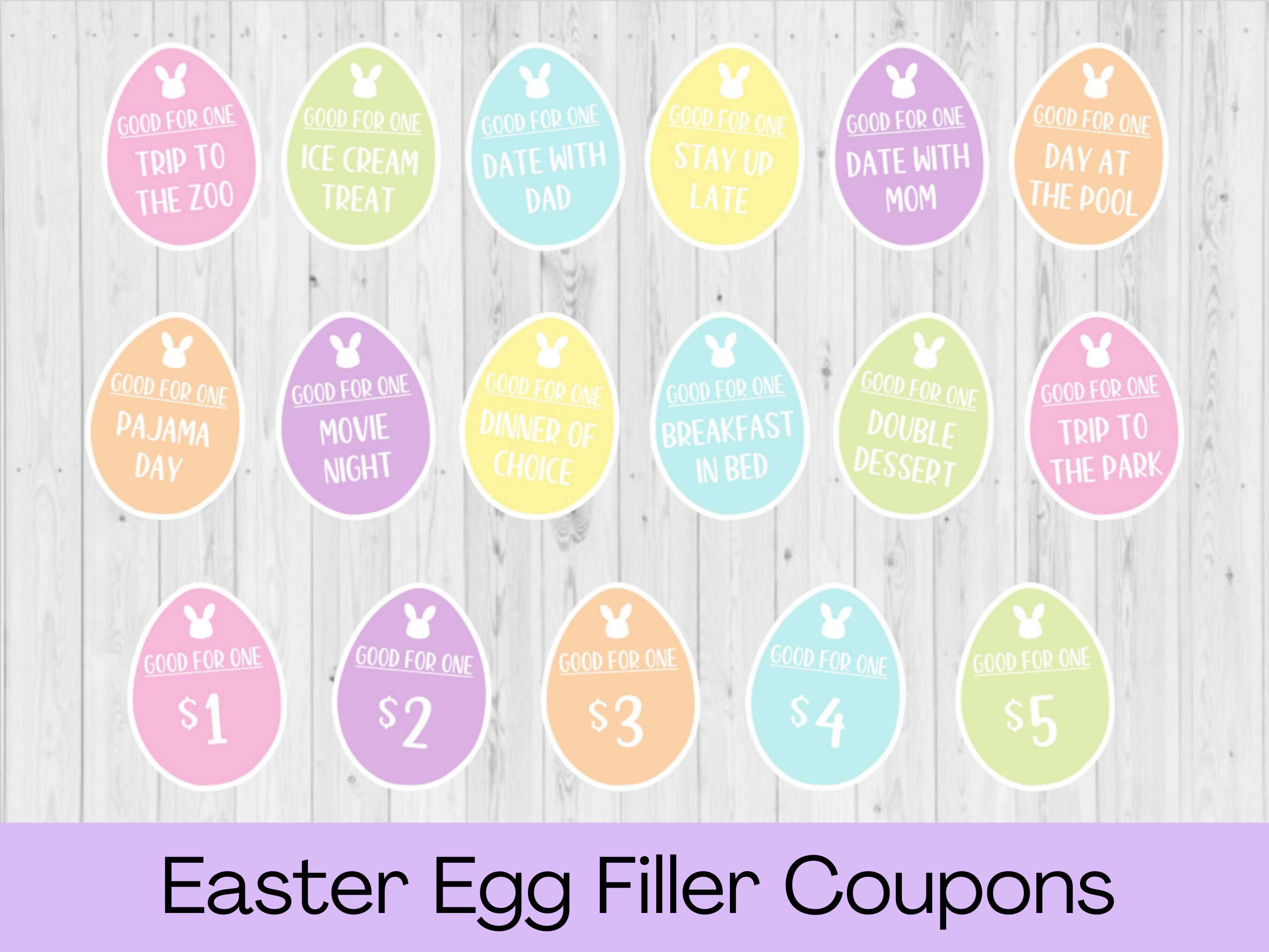 INSTANT DOWNLOAD Easter Egg Token Printable - Easter Egg Filler Coupon ...