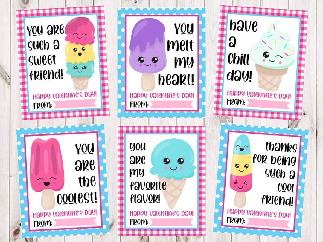 INSTANT DOWNLOAD - Ice Cream Valentine Card Printable - Kids Printable ...