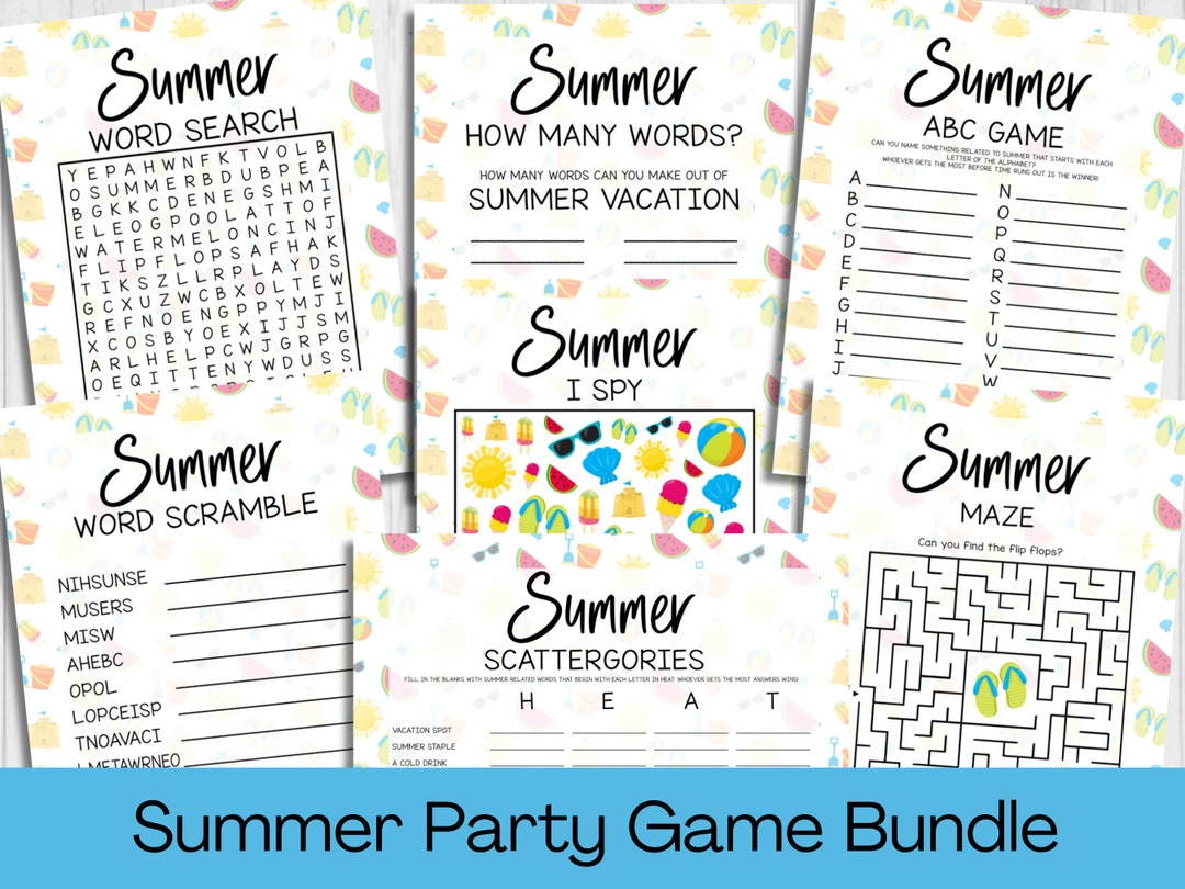 INSTANT DOWNLOAD Summer Activity Sheet Printable Bundle - Summer Game ...