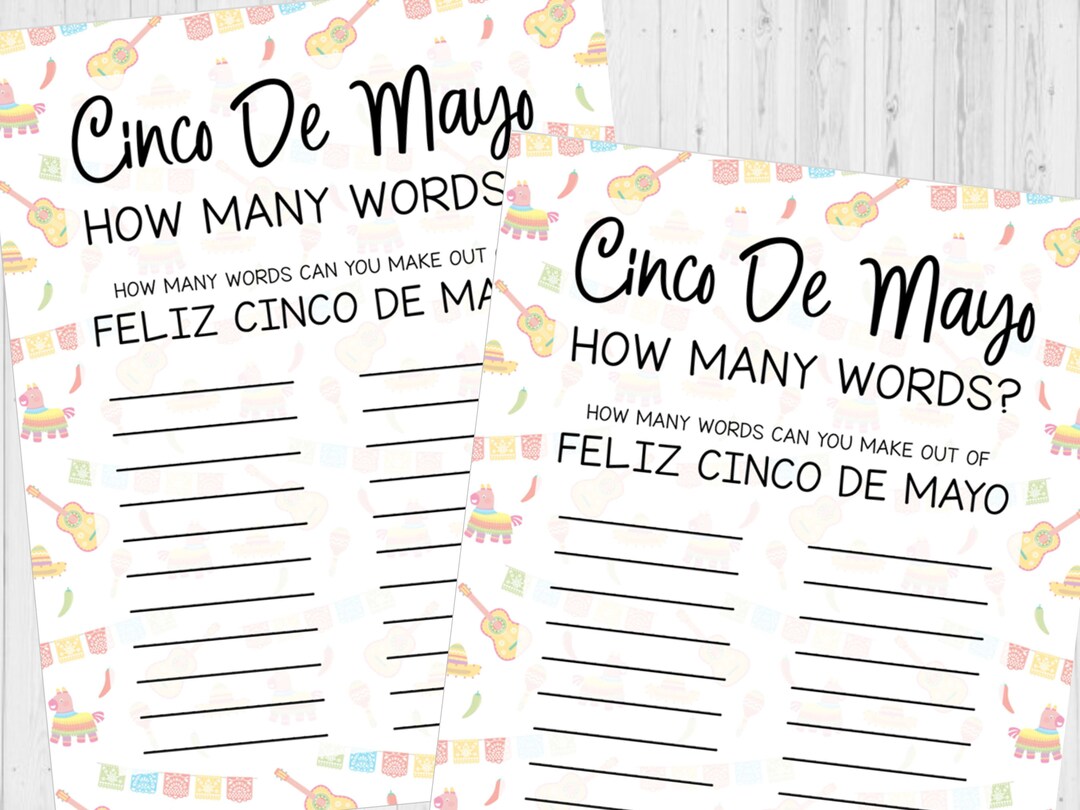 INSTANT DOWNLOAD Cinco De Mayo How Many Words Game Printable - Cinco De ...