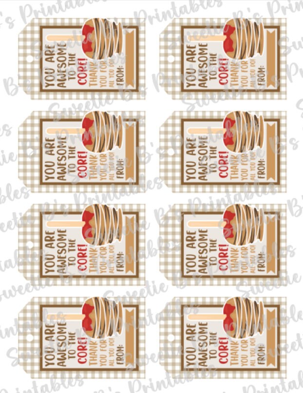 INSTANT DOWNLOAD Employee Appreciation Gift Tag Co-worker Gift Caramel ...