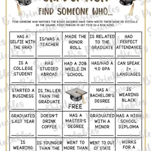 INSTANT DOWNLOAD Graduation Mix & Mingle Bingo Printable - Graduation ...