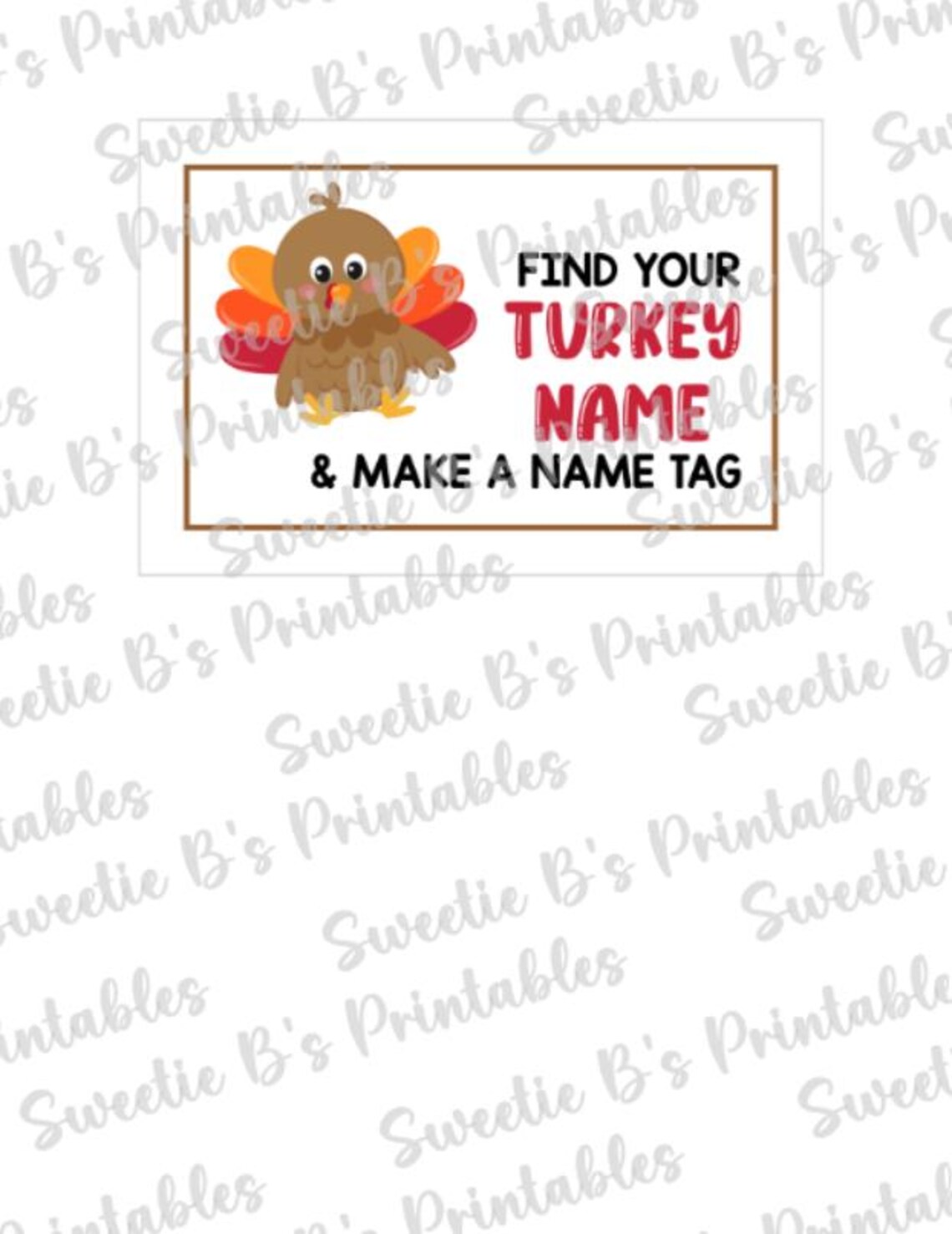 INSTANT DOWNLOAD What's Your Turkey Name Printable - Autumn Party Game ...