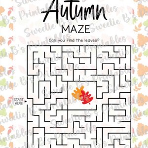 INSTANT DOWNLOAD Autumn Activity Sheet Printable - Autumn Game ...