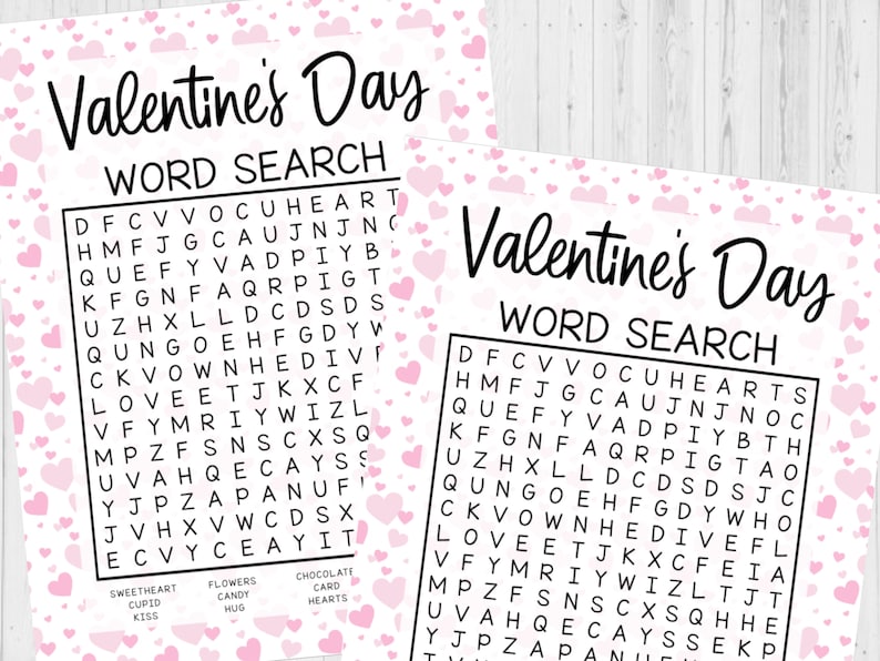 INSTANT DOWNLOAD Valentine's Day Word Search Printable Valentine's Day ...
