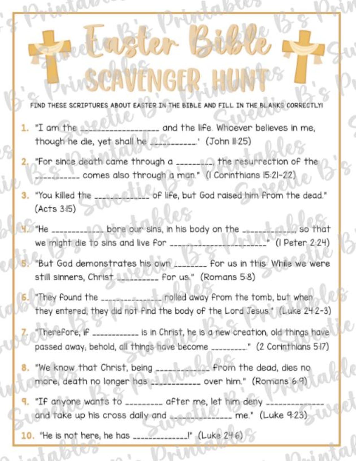 INSTANT DOWNLOAD Easter Bible Verse Scavenger Hunt Game Printable ...