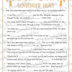 INSTANT DOWNLOAD Easter Bible Verse Scavenger Hunt Game Printable ...