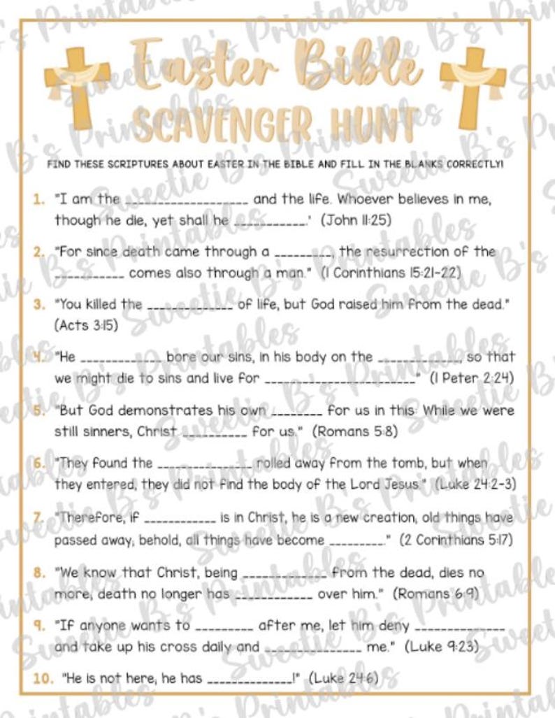 INSTANT DOWNLOAD Easter Bible Verse Scavenger Hunt Game Printable ...