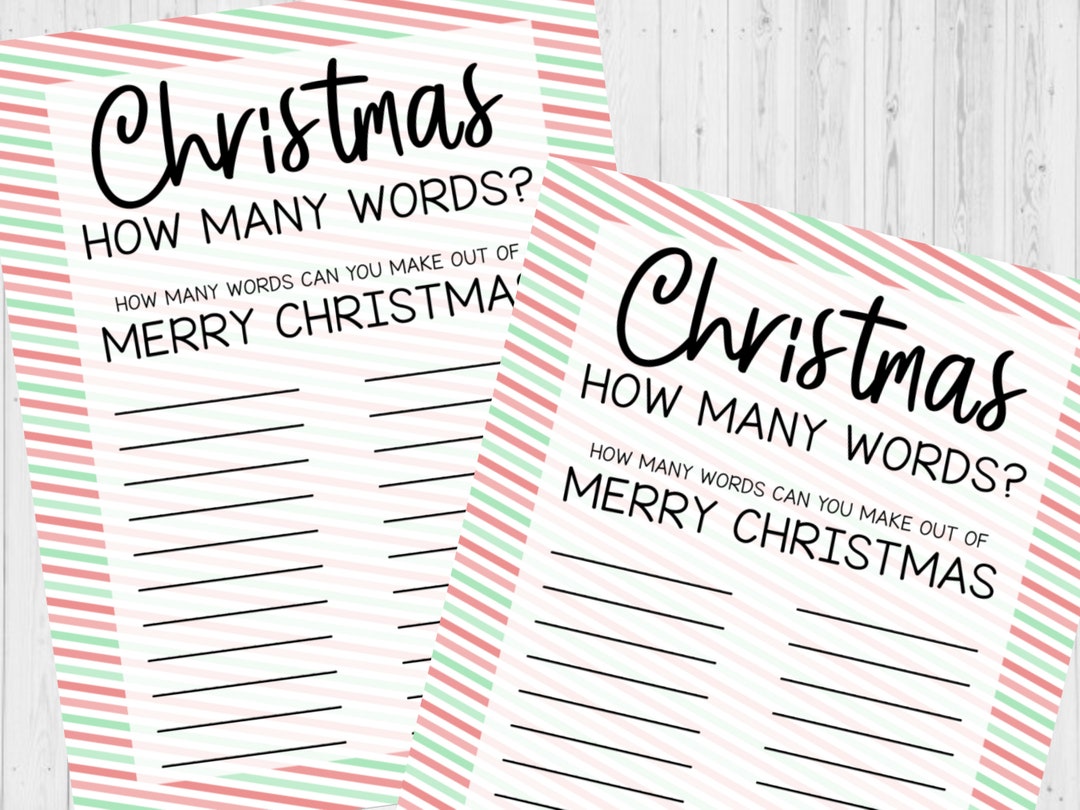 INSTANT DOWNLOAD Christmas How Many Words Game Printable - Christmas ...