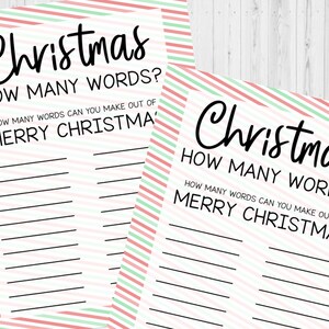 INSTANT DOWNLOAD Christmas How Many Words Game Printable - Christmas ...