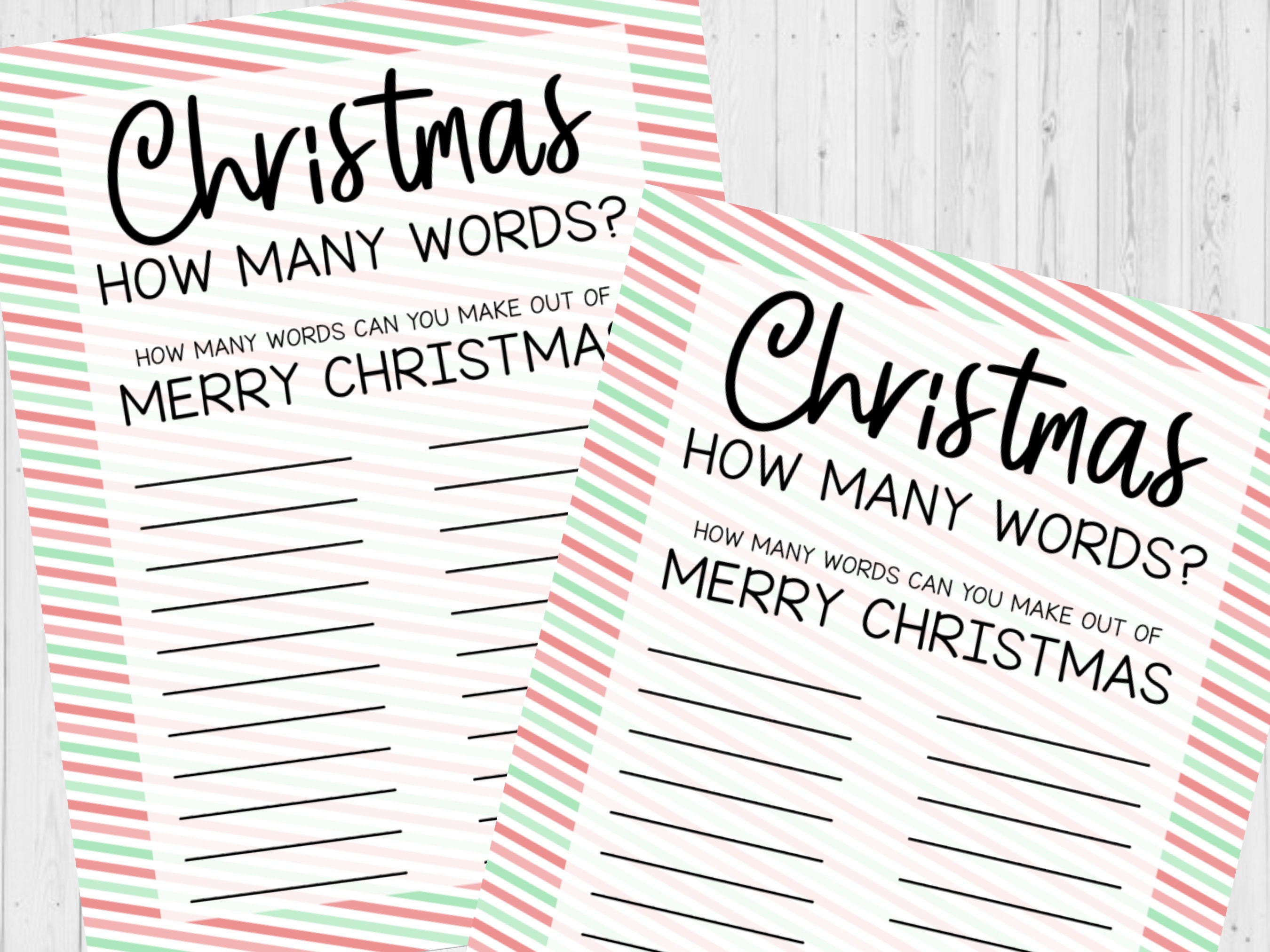INSTANT DOWNLOAD Christmas How Many Words Game Printable Christmas Game ...
