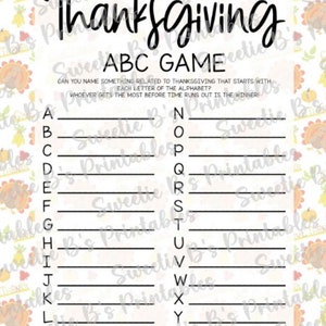 INSTANT DOWNLOAD Thanksgiving ABC Game Printable - Thanksgiving Game ...