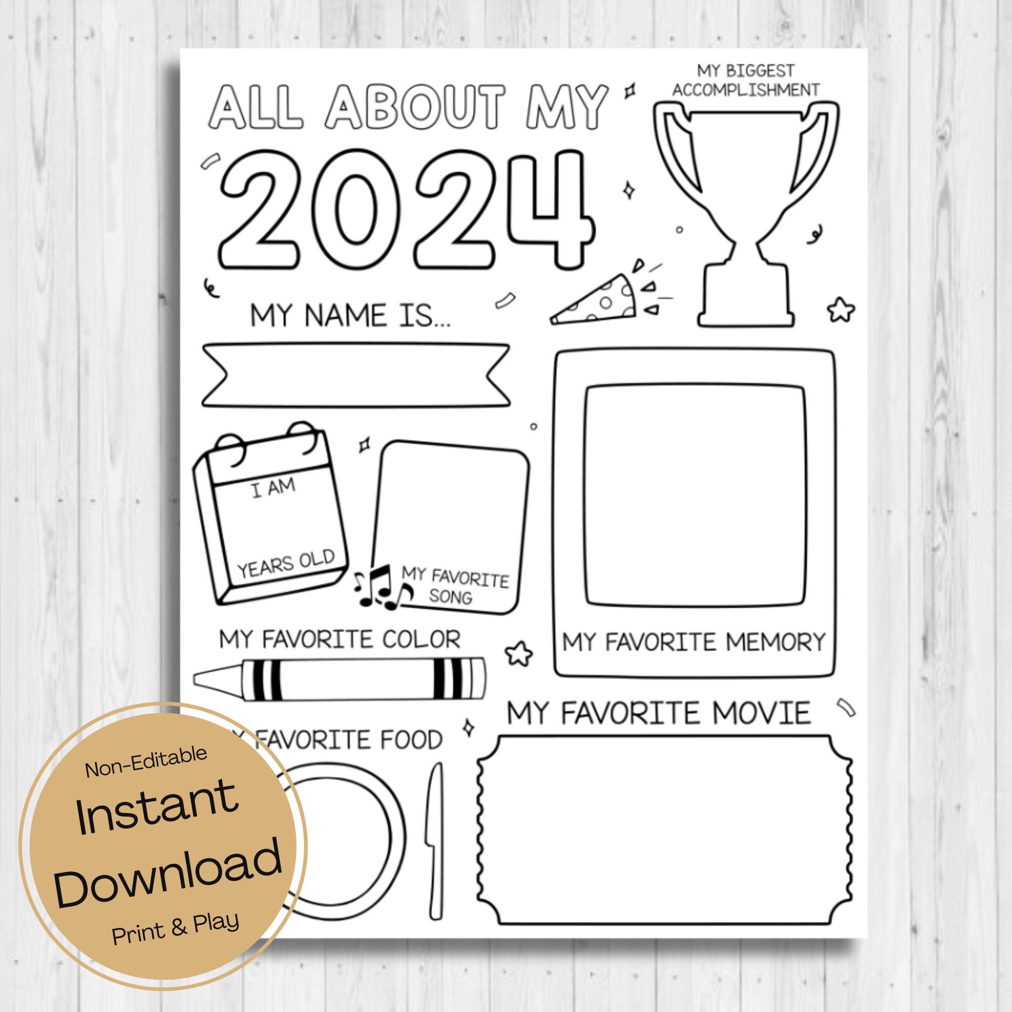INSTANT DOWNLOAD - All About My 2024 Printable - Classroom Holiday ...