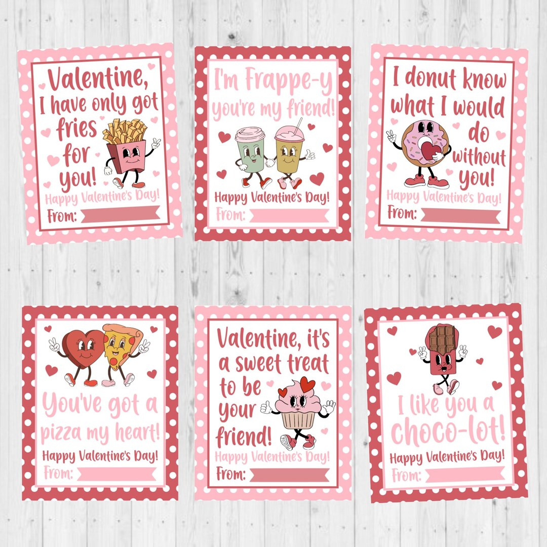 INSTANT DOWNLOAD - Retro Food Valentine Card Printable - Kids Printable ...