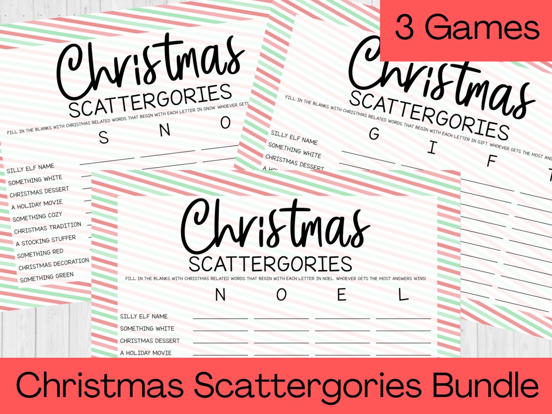 INSTANT DOWNLOAD Christmas Scattergories Printable Game Bundle ...
