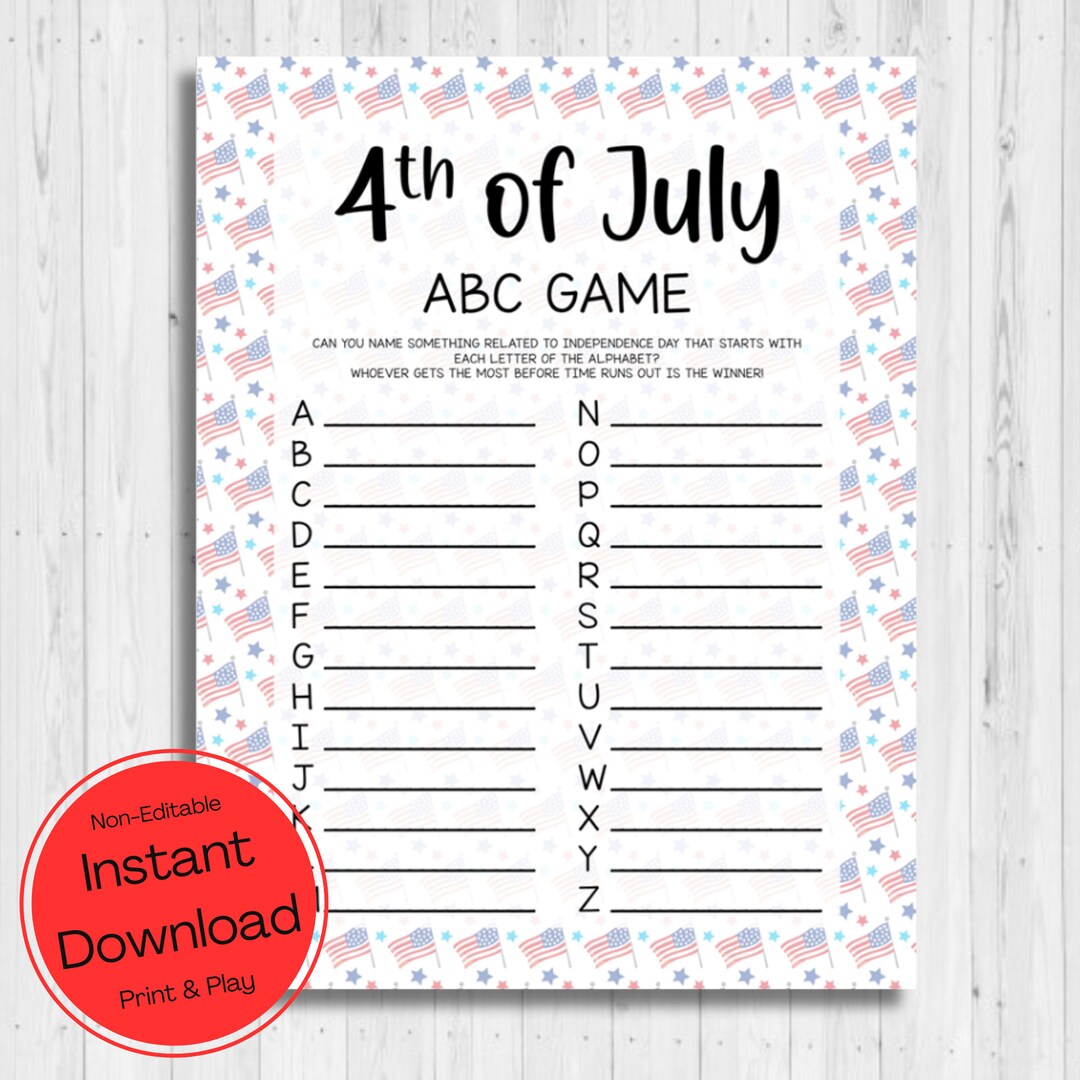 INSTANT DOWNLOAD 4th of July ABC Game Printable - 4th of July Game ...