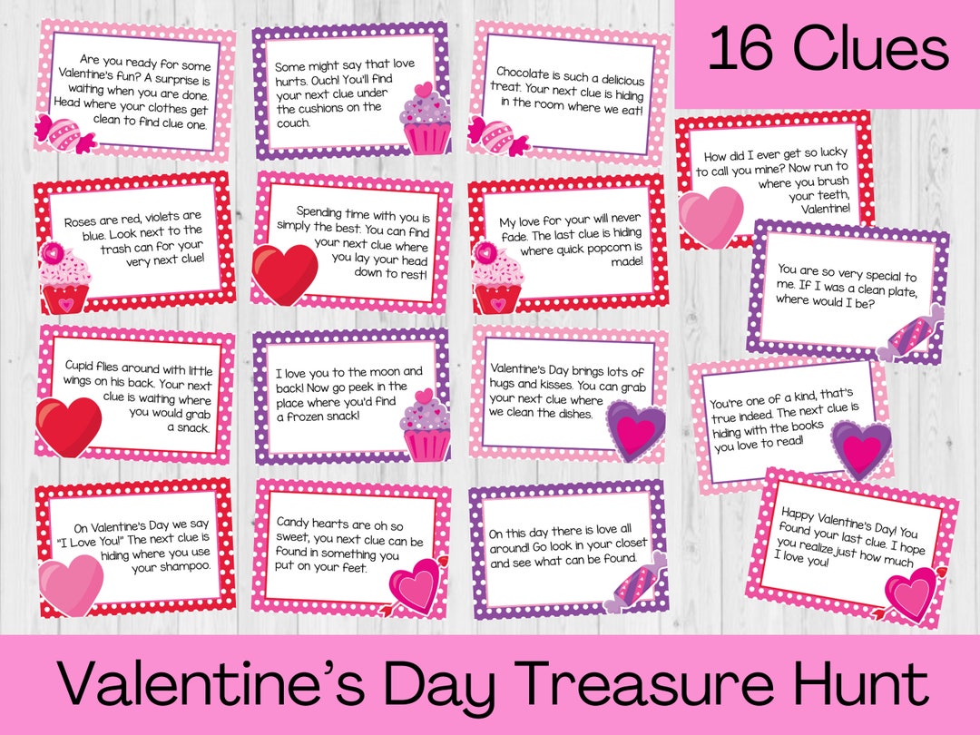 INSTANT DOWNLOAD Valentine's Day Treasure Hunt Printable - Valentine's ...