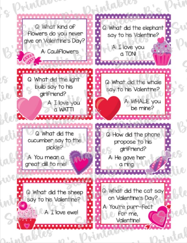 INSTANT DOWNLOAD Valentine's Day Lunchbox Jokes Printable Valentine's ...