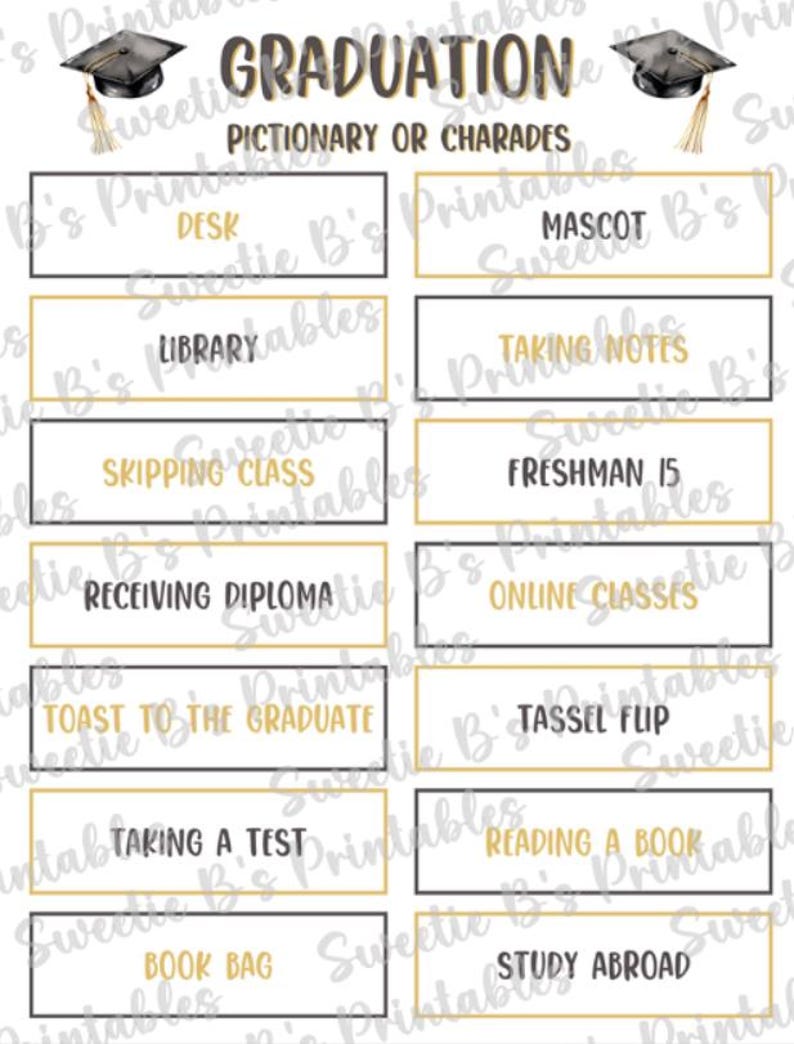 INSTANT DOWNLOAD Graduation Pictionary Game Printable - Graduation ...