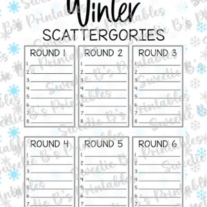 INSTANT DOWNLOAD Winter Scattergories Printable Game - Winter Game ...