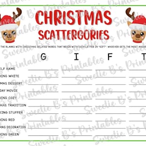 INSTANT DOWNLOAD Christmas Scattergories Printable Game - Christmas ...