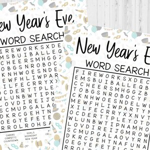 INSTANT DOWNLOAD New Year's Eve Word Search Printable NYE Game ...
