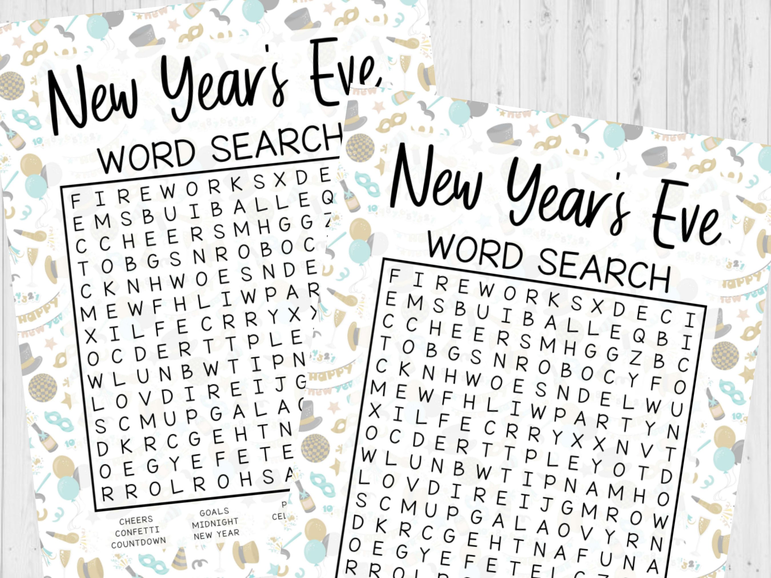 INSTANT DOWNLOAD New Year's Eve Word Search Printable NYE Game ...