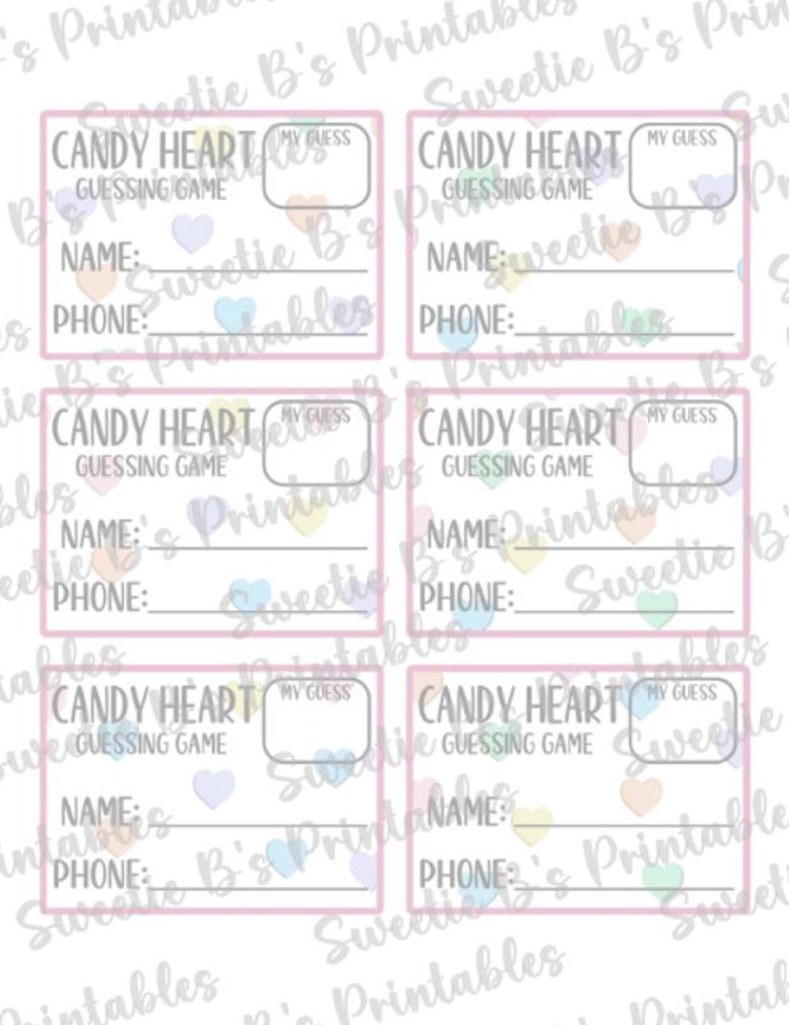 INSTANT DOWNLOAD Guess How Many Candy Hearts Printable - Valentine's ...