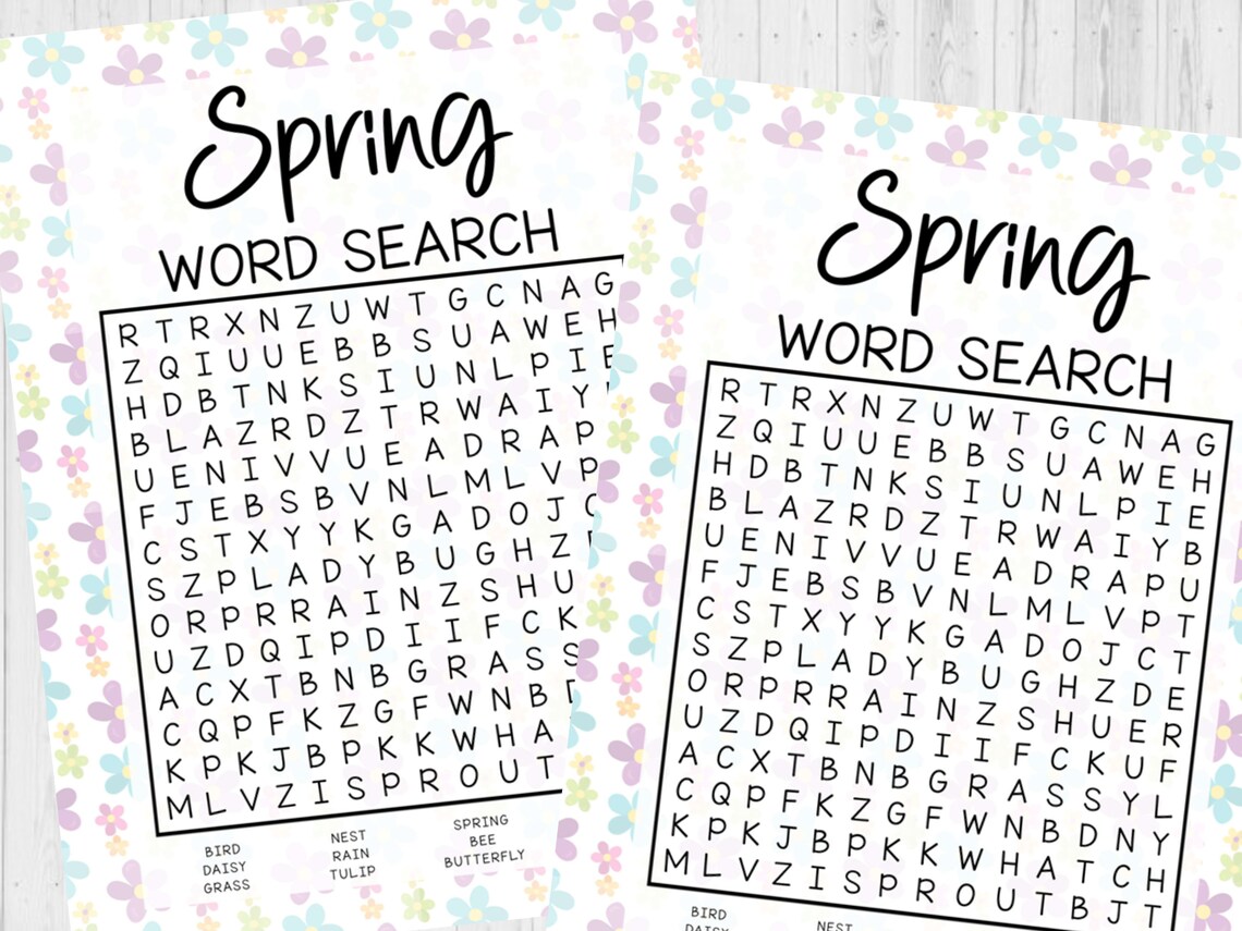 INSTANT DOWNLOAD Spring Word Search Printable - Spring Game Printable ...