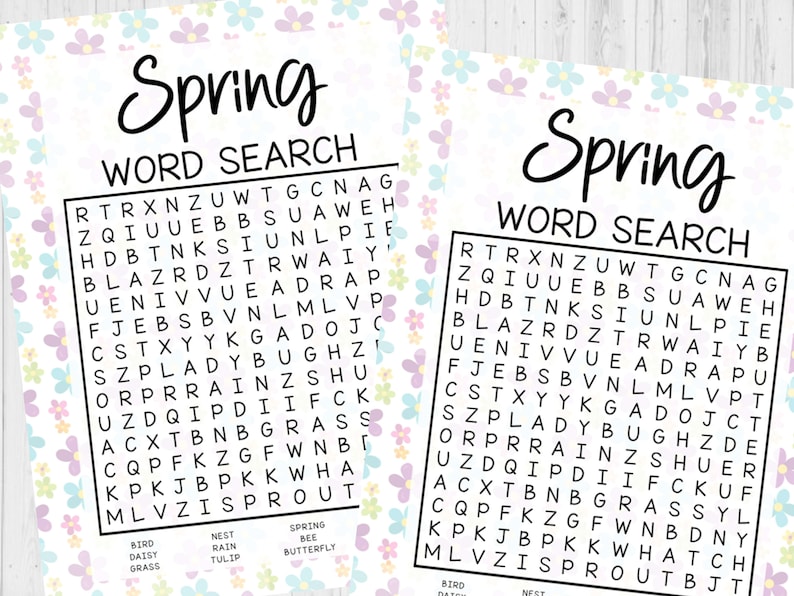 INSTANT DOWNLOAD Spring Word Search Printable - Spring Game Printable ...