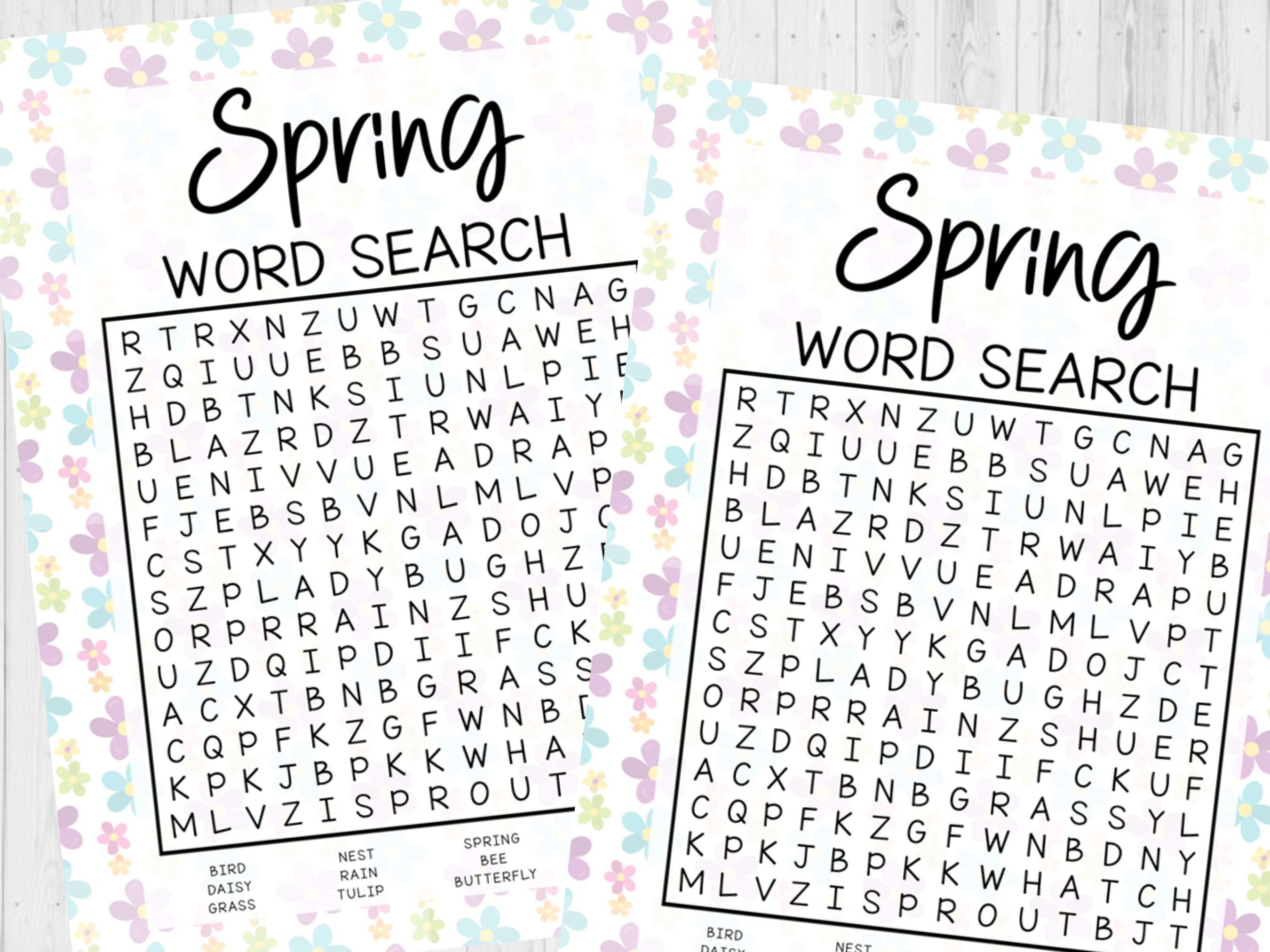 INSTANT DOWNLOAD Spring Word Search Printable - Spring Game Printable ...