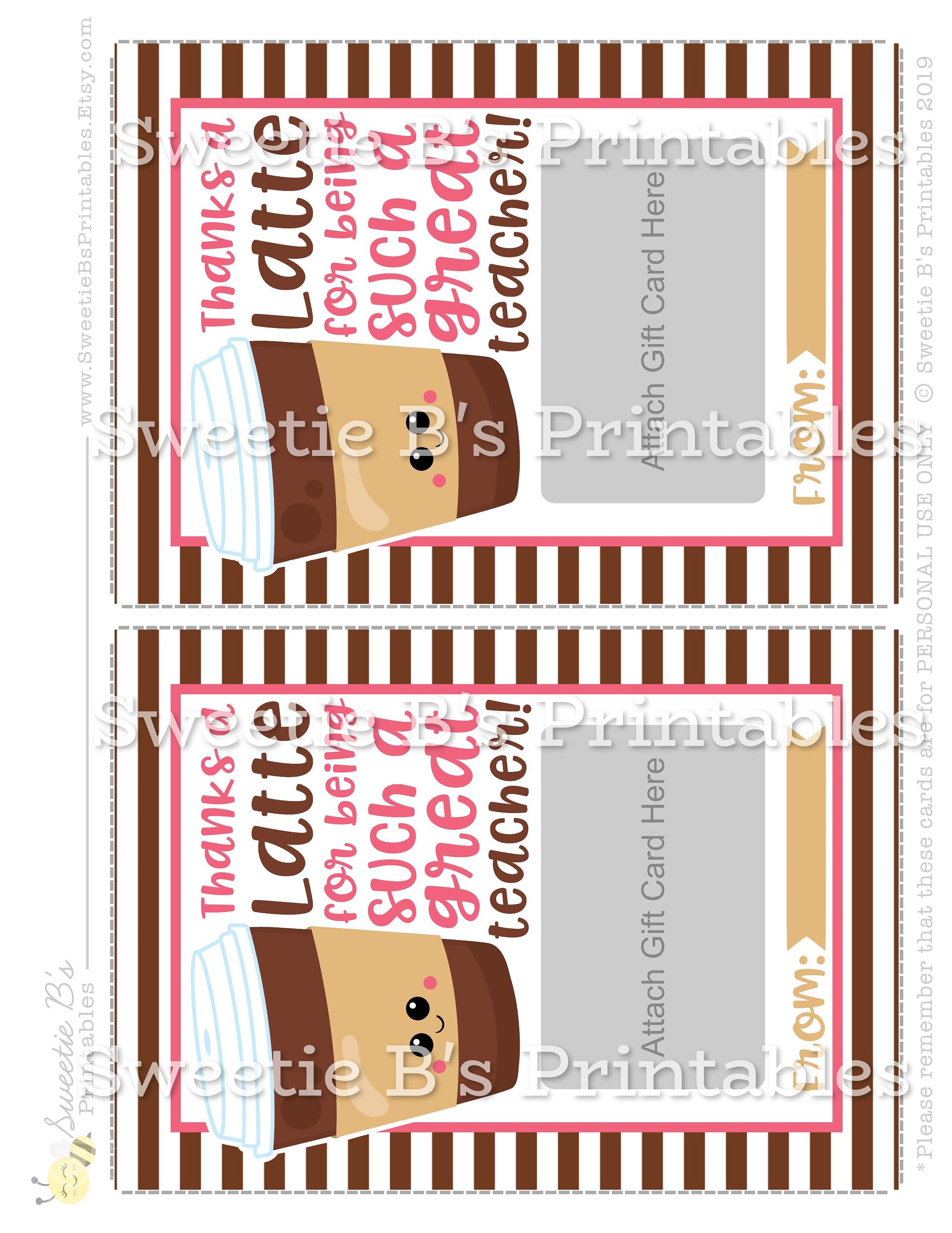 INSTANT DOWNLOAD 5x7 Teacher Appreciation Gift Card Printable - Etsy