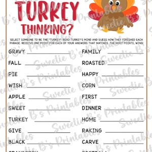 INSTANT DOWNLOAD Thanksgiving Finish the Phrase Printable - Autumn Game ...