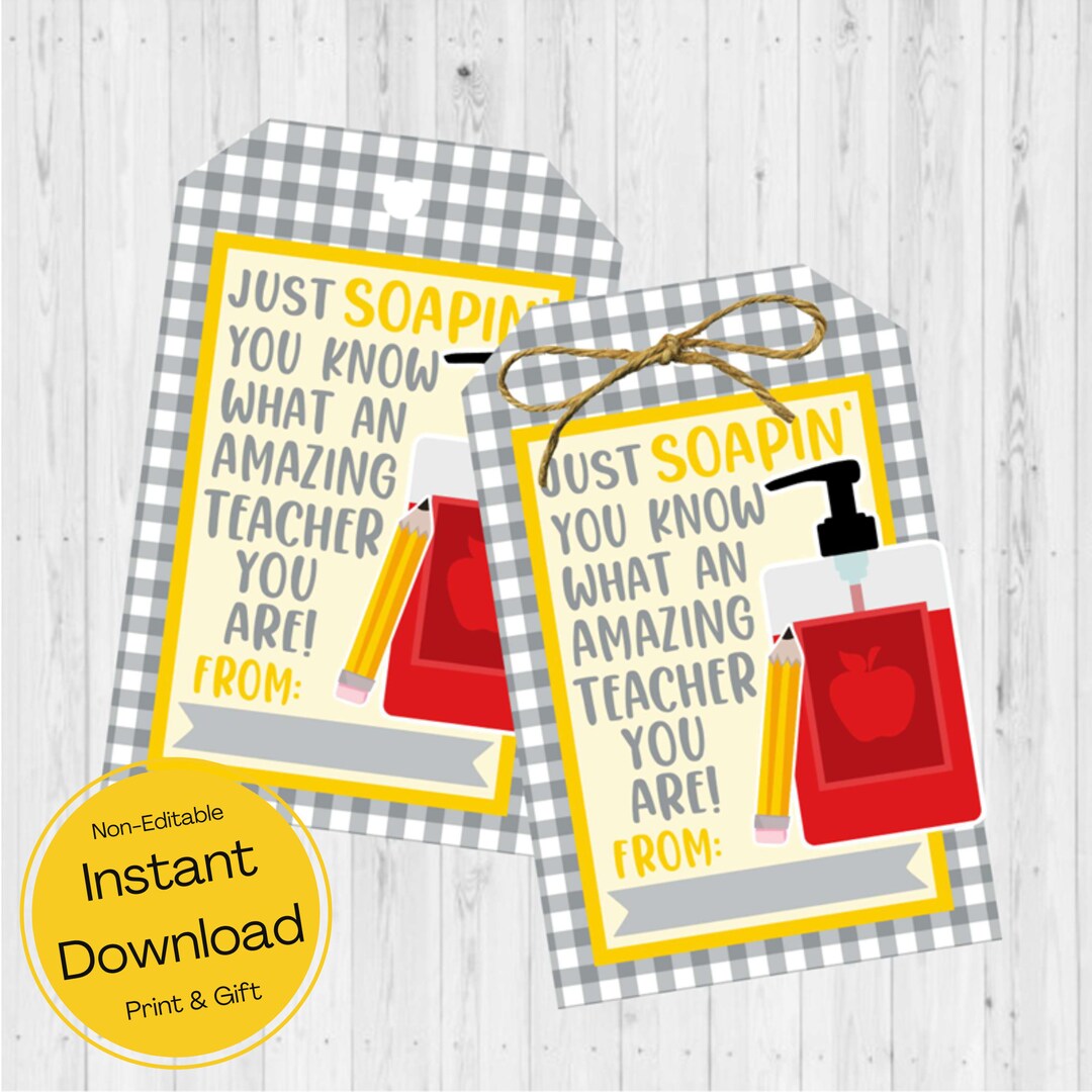 INSTANT DOWNLOAD- Teacher Appreciation Gift Tag - Teacher Gift - Hand ...