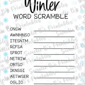 INSTANT DOWNLOAD Winter Word Scramble Game Printable - Winter Game ...