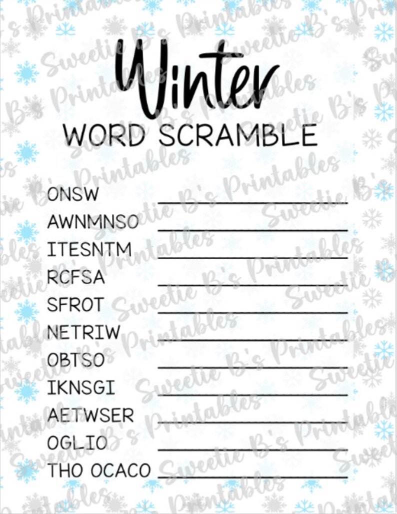 INSTANT DOWNLOAD Winter Word Scramble Game Printable - Winter Game ...
