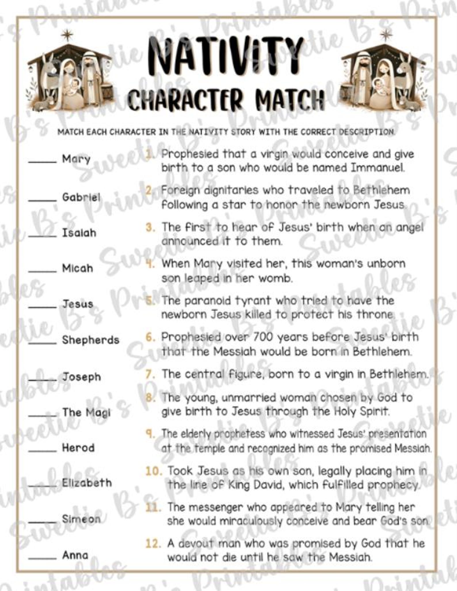 INSTANT DOWNLOAD Bible Nativity Trivia Game Printable - Nativity Trivia ...