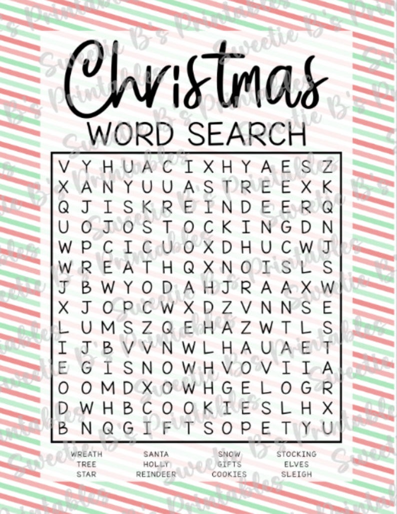 INSTANT DOWNLOAD Christmas Word Search Printable - Christmas Game ...